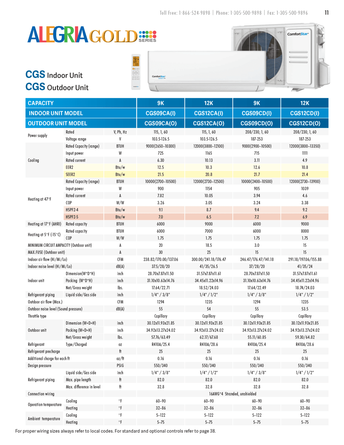 ComfortStar Alegria Gold | Mini-Split HVAC up to 19 SEER